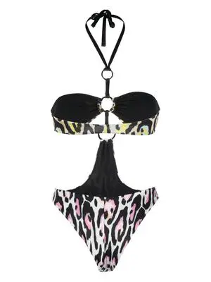Roberto Cavalli Leopard-print Cut-out Swimsuit