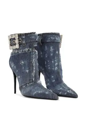 Dolce & Gabbana Embellished Patchwork Denim Ankle Boots