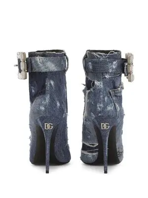 Dolce & Gabbana Embellished Patchwork Denim Ankle Boots