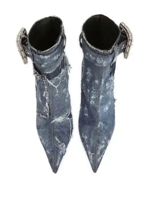 Dolce & Gabbana Embellished Patchwork Denim Ankle Boots