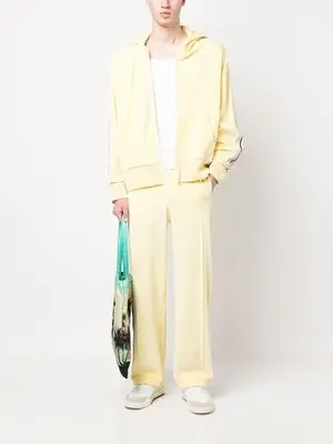 Palm Angels Stripe-detail Zip-up Hoodie - Yellow