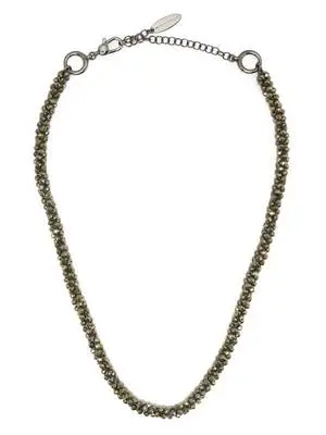 Brunello Cucinelli Beaded Logo Charm Necklace