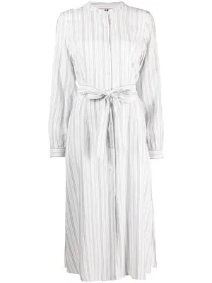 Tommy Hilfiger Striped Belted Midi Shirt Dress