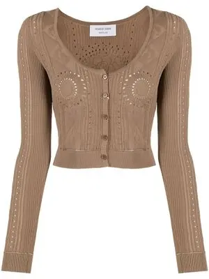 MARINE SERRE Pointelle-knit Cropped Cardigan