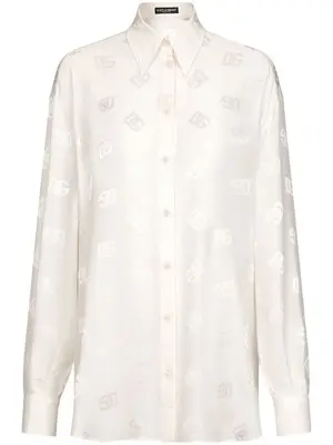 Dolce & Gabbana Dg-logo Jacquard Silk Shirt