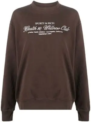 SPORTY & RICH Embroidered Logo Cotton Sweatshirt