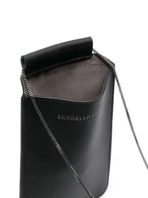 Brunello Cucinelli Beaded-trim Leather Phone Bag