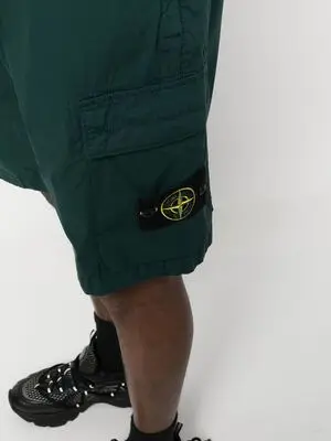 Stone Island Compass-patch Cargo Shorts - Green