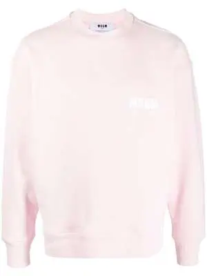 MSGM Logo-print Crew-neck Sweatshirt - Pink