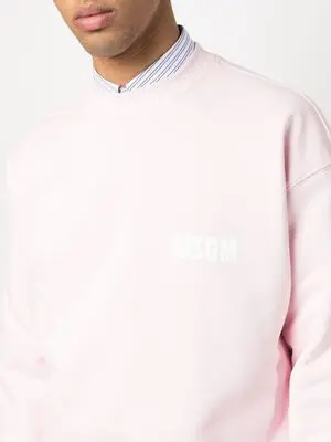MSGM Logo-print Crew-neck Sweatshirt - Pink