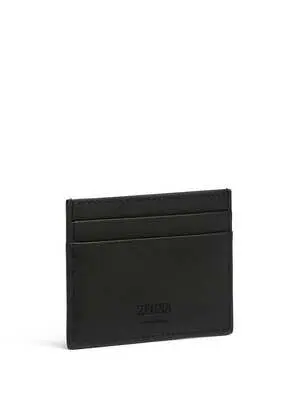 Zegna Stripe-detail Leather Cardholder