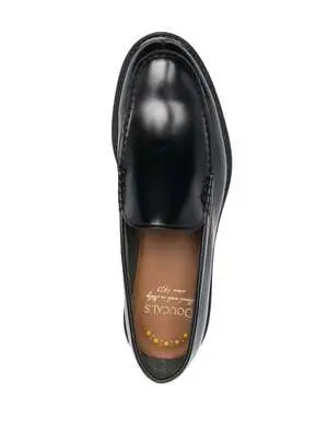 DOUCAL'S Almond-toe Leather Loafers - Black