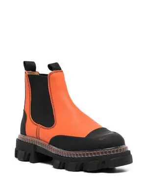GANNI Panelled Chelsea Boots - Orange