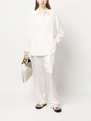 NILI LOTAN Silk Button Down Shirt - Neutrals