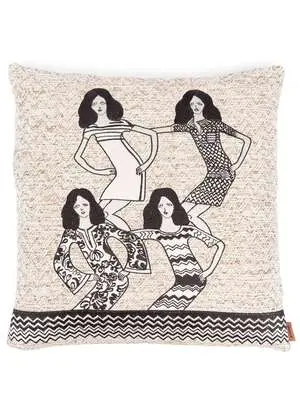 Missoni Brunette Illustration-print Cushion - Neutrals