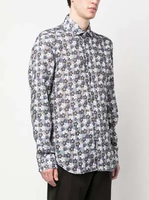 BARBA NAPOLI Long-sleeve Linen Shirt - Grey