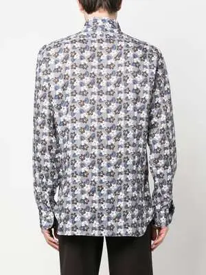 BARBA NAPOLI Long-sleeve Linen Shirt - Grey