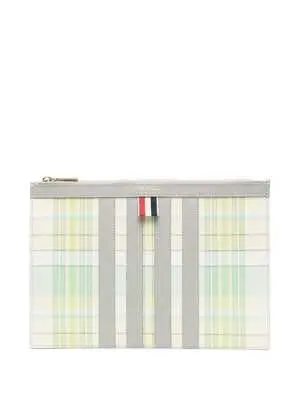 Thom Browne Plaid-check Print Clutch - Green
