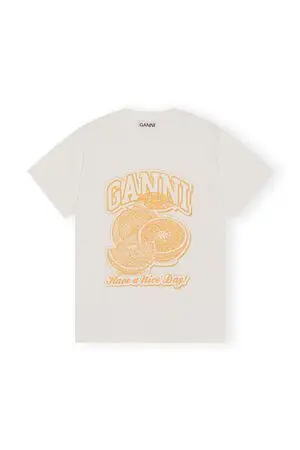 Ganni Orange Relaxed T-Shirt - Egret | Editorialist