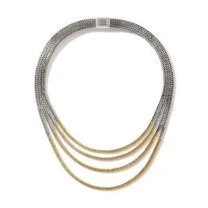 John Hardy Rata Chain Multi Row Necklace Gold - Silver