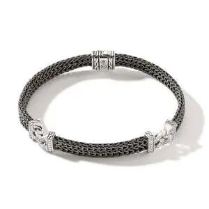 John Hardy Rata Chain Bracelet, Dark Diamonds - Silver