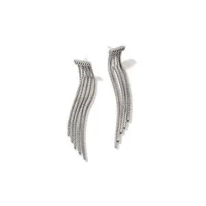 John Hardy Carved Chain Tassel Earrings - Sterling Silver