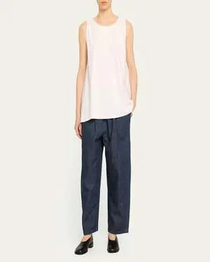 Eskandar A-line Long Shell Top - White