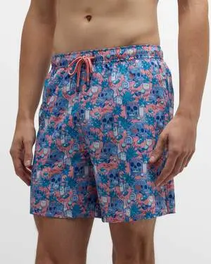 Peter Millar Men's Ranch Water Swim Trunks, 7" Inseam - Honeysuck