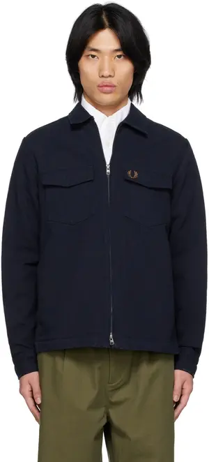 Fred Perry Fred Perry Navy Two-Way Zip Shirt 608 Navy