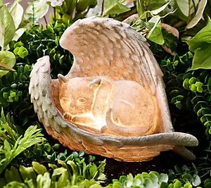 BARBARA KING As Is Sandstone Sleeping Pet In Angel Wings - One-color