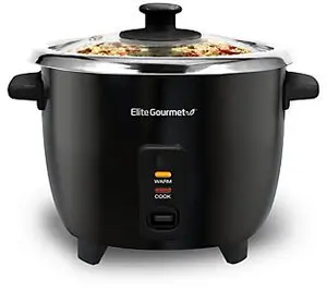 ELITE Gourmet 6-cup Rice Cooker With Stainless Steel Pot - Silver