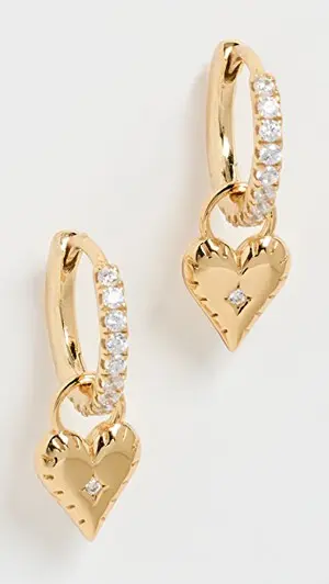 Shashi 14k Heart Charm Huggie Earrings - Gold