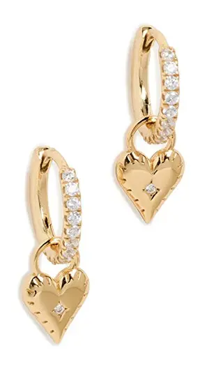 Shashi 14k Heart Charm Huggie Earrings