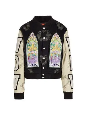 WHO DECIDES WAR Men's Namesake Varsity Jacket - Crimson - Size XL - Crimson  - Coal