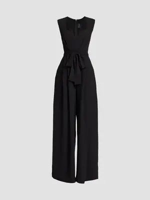 MICHAEL COSTELLO Eloise Belted Pleated Wide-leg Jumpsuit