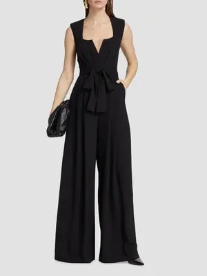 MICHAEL COSTELLO Eloise Belted Pleated Wide-leg Jumpsuit