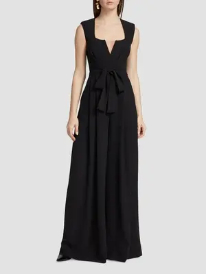 MICHAEL COSTELLO Eloise Belted Pleated Wide-leg Jumpsuit