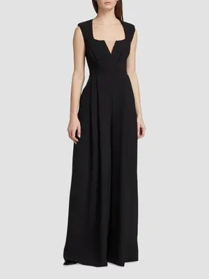 MICHAEL COSTELLO Eloise Belted Pleated Wide-leg Jumpsuit