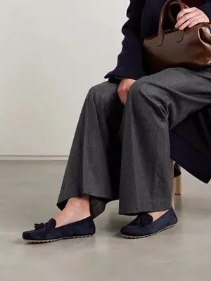 Loro Piana Tasseled Suede Loafers - Blue