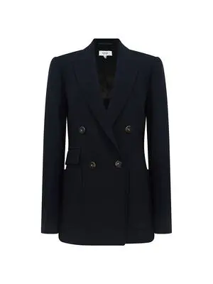 REISS Women's Larsson Twill Double-Breasted Blazer - Navy  - Navy