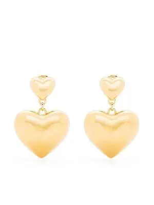 Moschino Tone Brass Heart-motif Drop Earrings