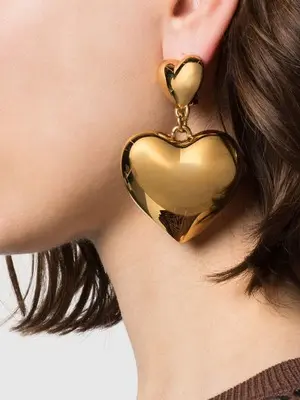 Moschino Tone Brass Heart-motif Drop Earrings