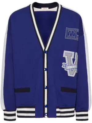 Valentino Garavani V-neck Cardigan With Patches - Blue
