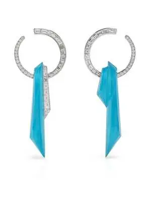 Stephen Webster 18kt White Gold, Turquoise And Diamond Hoop Earrings - Silver