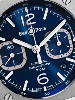 BELL & ROSS 42mm Chronograph Watch - Blue