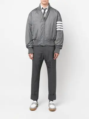 Thom Browne 4-bar Stripe Bomber Jacket - Grey