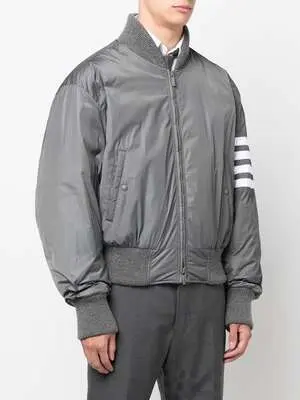 Thom Browne 4-bar Stripe Bomber Jacket - Grey