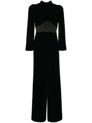Rixo Velvet Long-sleeve Jumpsuit