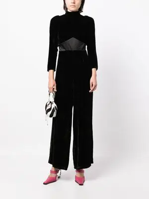 Rixo Velvet Long-sleeve Jumpsuit