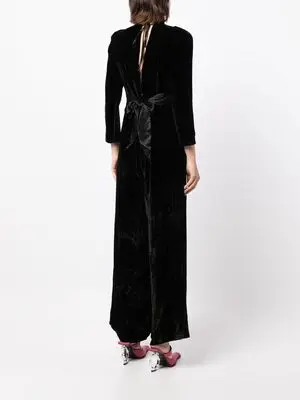 Rixo Velvet Long-sleeve Jumpsuit